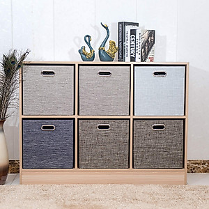 Posprica 3X Thicker Fabric Storage Cubes, 6 Pack 13 inch Collapsible Storage Bins for Organization, Cubby Storage Baskets for Organizing Shelf Cabinet Bookcase Boxes, Sliver Grey