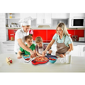 Courant Pizza Maker, 12 Inch Pizza Cooker and Calzone Maker, with Timer &Temperatures control, 1440 Watts Pizza Oven convert to Electric indoor Grill, Red