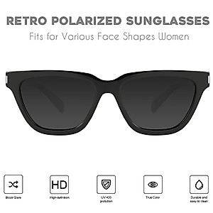 mosanana Trendy Small Cat Eye Polarized Sunglasses for Women Retro 70s Square Sun Glasses Stylish Narrow Skinny Shades UV Protection MS52358