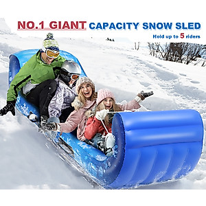 Snow Sled 70'' Giant Snow Tube for Kids Adults with 4 Reinforced Handles, Inflatable Toboggan Sled with Pull Rope Winter Outdoor Gifts for Toddlers Boys Girls Snow Ski Play