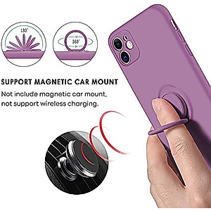 SouliGo iPhone 11 Case, Phone Case iPhone 11, Slim Silicone Protective Kickstand Ring Holder Soft Rubber Hybrid Hard Bumper Shockproof Protection Non-Slip with Car Mount Girls Women Cover, Deep Purple