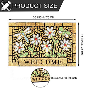 CHICHIC Door Mat, Welcome Mat 17x 30 Inch Front Door Mat Outdoors for Home Entrance Outdoors Mat for Outside Entry Way Doormat Entry Rugs, Heavy Duty Non Slip Rubber Back Low Profile, Dragonfly