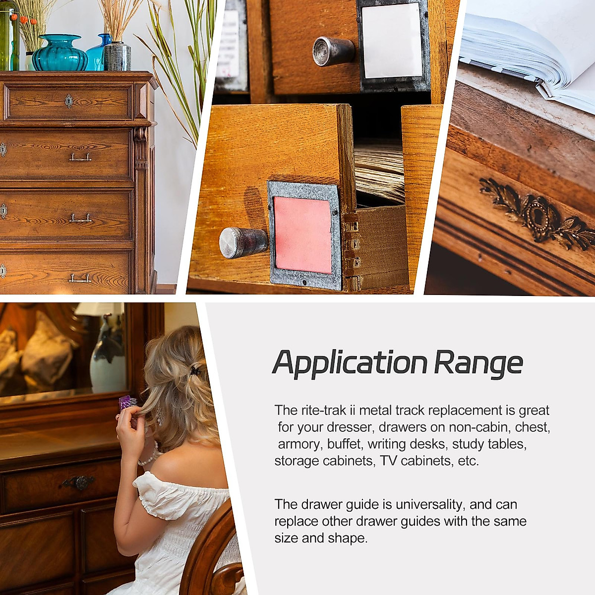 Fit for kenlin Rite-Trak II Replacement Drawer Track Slide Kit #168, 10 Set of Improved Commercial Rite Track 2 Drawer Guides Part - Fit Slide Drawers from Vaughan Bassett,Pulaski, Legacy Manufacturer