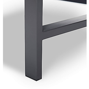 Tommy Hilfiger Russell AccentChair, Medium-Soft Pillow Back, Mid-Century Modern & Industrial Armchair, Comfortable LoungeChair for Living Room, Bedroom, or Office, Gray Square Metal Frame in Linen