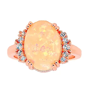 Ginger Lyne Collection Kennedy Simulated Oval Fire Opal Ring (11) Size 11