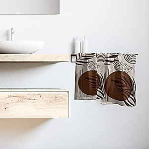 Giwawa Brown Leaves Hand Towels Boho Leaf Soft Thin Bath Towel Set of 2 Highly Absorbent Decorative Kitchen Dish Guest Towel for Spa Gym Hotel