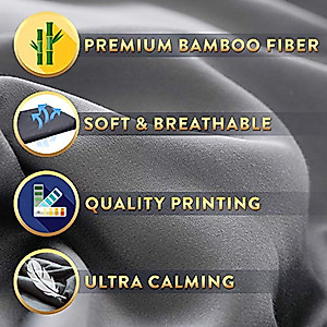 Sleepymoon Cool Organic Bamboo and Ultra Soft Minky Reversible Removable Duvet Cover for Adult Weighted Blankets Machine Washable for Hot and Cold Sleepers (Navy+Grey, 48″×72″)