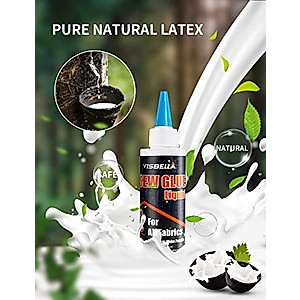 Visbella 1 Min Fast Drying Liquid Stitch Fabric Adhesive Glue Strong Bond Clear Drying Waterproof Sew Glue Permanent Washable for Repair, Make Patches on Clothes, Denim, Leather, Flannel, All Fabrics