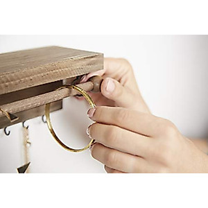 SoCal Buttercup Rustic Necklace Jewelry Organizer - Wall Mount Jewelry Holder - Mounted Hanging Jewelry Storage Hooks for Necklace, Earrings, and Rings - Farmhouse Wood Decor Bedroom Boho Shelf Rack