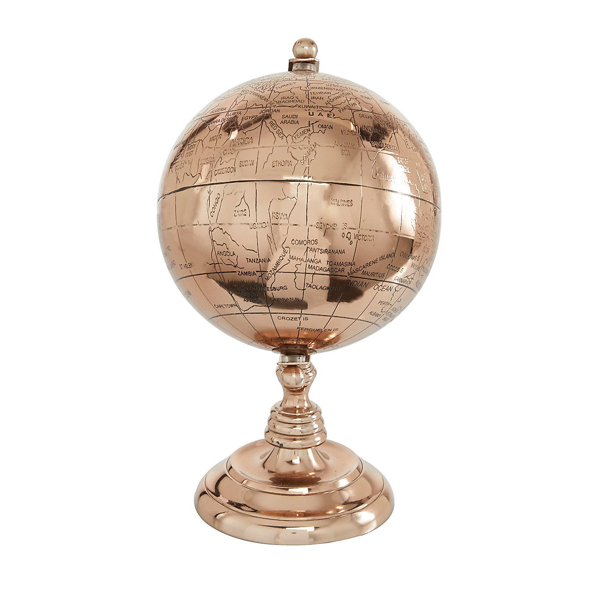 The Novogratz Aluminum Globe, 7" x 7" x 11", Rose Gold