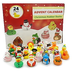 Christmas Advent Calendar 2023 with Christmas Rubber Ducks for Kids & Toddlers, 24 Days Christmas Countdown Calendar Toy & Gifts for Kids Boys & Girls by 4E's Novelty