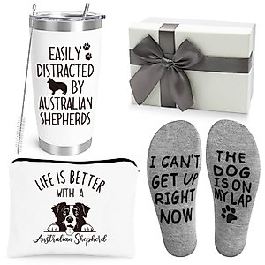 Australian Shepherd Dog Mom Gifts for Women, Animal Lovers, Funny Gag Gifts with 20oz Wine Tumblers