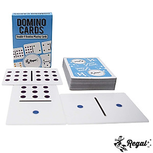 Regal Games - Double 9 Domino Playing Cards - Colored Dots Deck - Family-Friendly Domino Card Game - 2-8 Players - Ages 8+ - 55 Card Deck - 3.5” x 2.5”