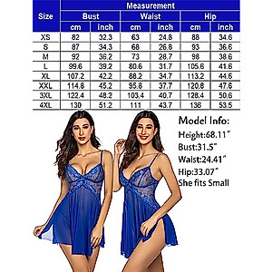 Avidlove Sexy Lingerie for Women Nighties for Women Sexy Negligee Lingerie Chemise Nightgown Dark Blue