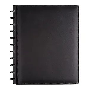 TUL Custom Note-Taking System Discbound Notebook, Letter Size, Leather Cover, Black