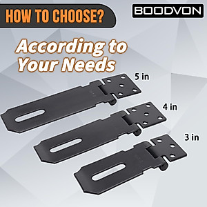 BOODVON Door Lock Hasp Latch, Iron Safety Packlock Clasp Hasp Lock Latch, Extra Thick Gate Lock Hasp with Screws Brushed Finish 1 Pack(3 Inch)