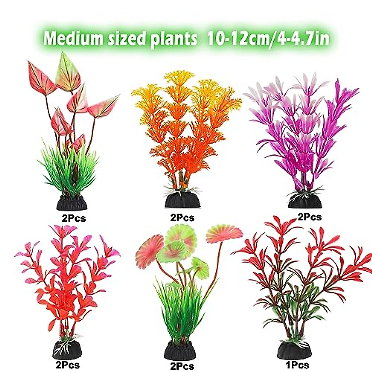 CousDUoBe 30Pcs Aquarium Plants, Fish Tank Accessories Artificial Aquatic Plants,Full Set of Fish Tank Decorations, Various Sizes