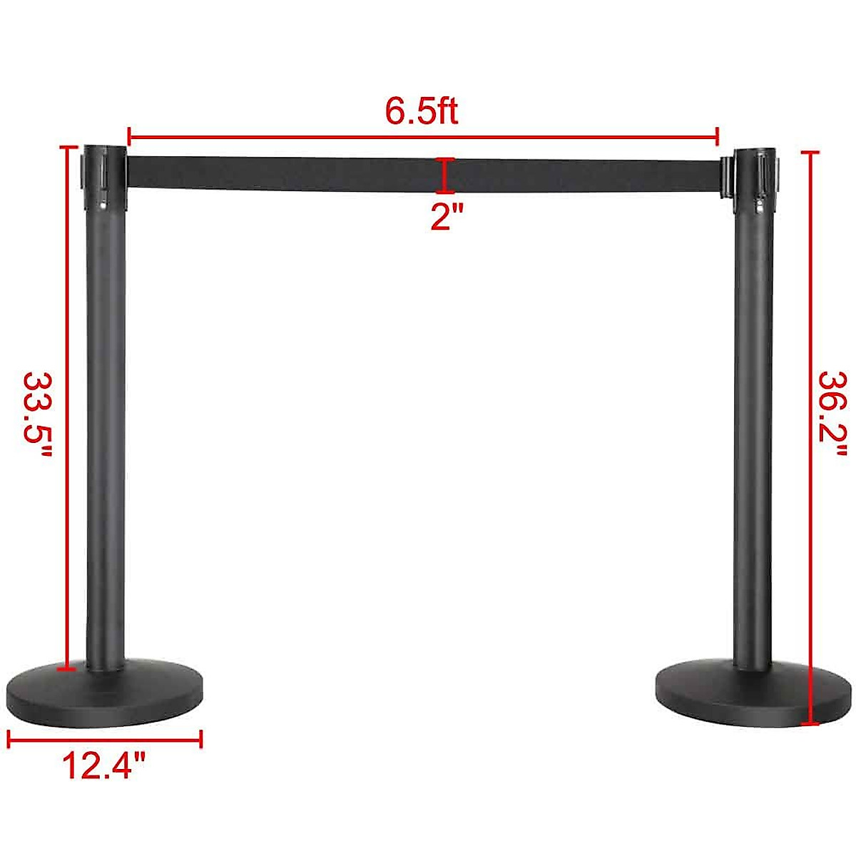 Yaheetech 8-Pack Retractable Belt Stanchion Set with 6.5FT Black Retractable Belt Crowd Control Barriers Queue Barriers Security Pole Posts