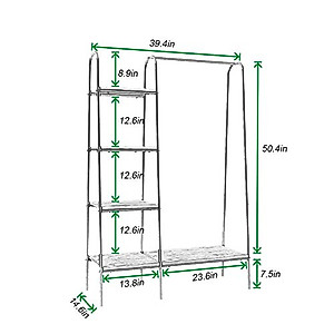 soges Free-Standing Garment Racks Metal Clothing Rack with Storage Shelvels and Hanging Rod Closet Storage Organizer Clothing Rack Black,UT-011