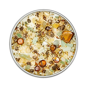 Prosperity Candle by New Moon Beginnings - Crystal Candle - Good Luck, Success & Abundance - Soy - Bayberry Patchouli Cypress - 8oz Tin