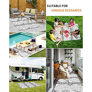 Tree Forest Outdoor Rugs for 5'x8' Patios Clearance, RV Camping Mat Rug Portable Outside Rug Indoor Outdoor Area Rug Mat for Beach Deck Pool Abstract Winter Branch Nature Black Grey