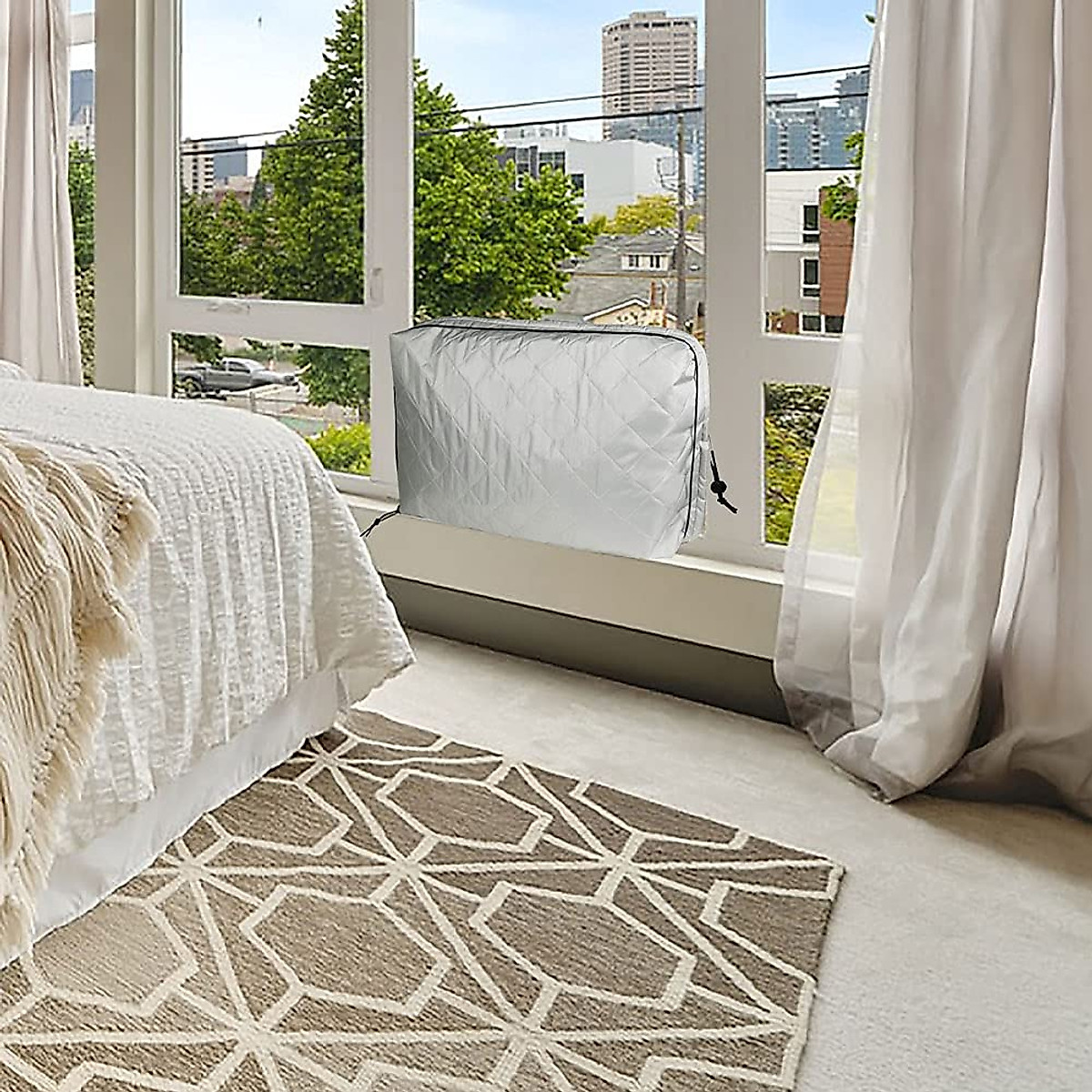 Saycker Air Conditioner Cover with Drawstring, AC Unit Covers for Inside, Window AC Unit Cover, Prevents Draft, Washable Design(Size:17x13x3 inch)