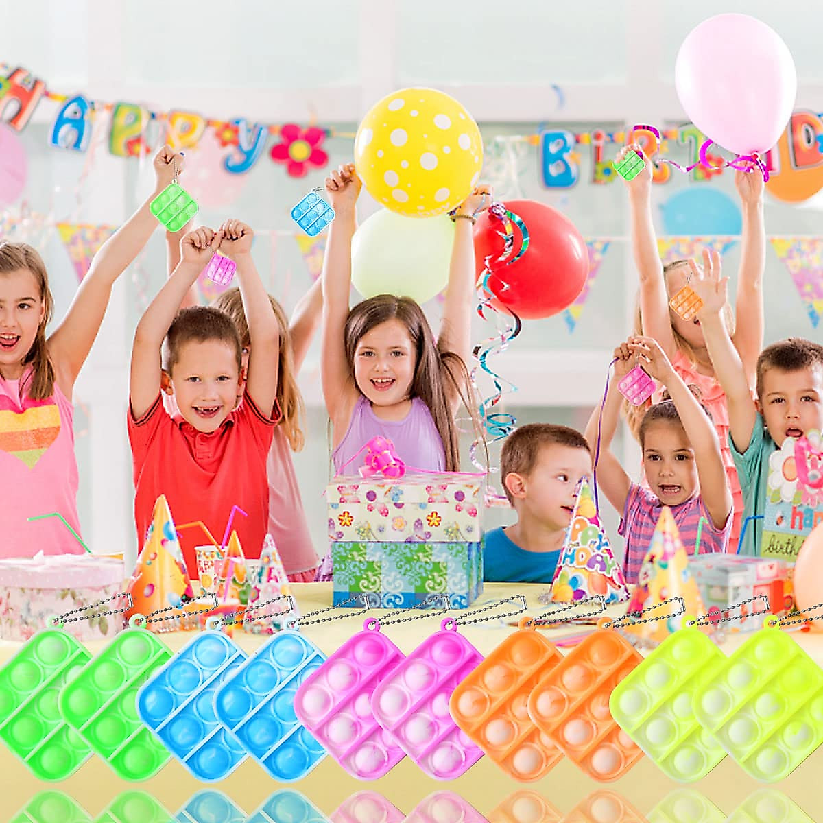 42 PCS Mini Pop Keychain Fidget Toys Bulk,Mini Pop Fidget Party Favors for Kids,Easter Basket Stuffers Mini Pop Toys,School Classroom Prizes for Boy Girls