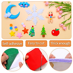 Bundooraking-60pcs soft felt sheets,Felt Fabric Sheets for Crafts,Self-adhesive Felt Sheets.4"x4"(10 * 10cm/Red),Thicker than 1mm Nonwoven squares,Patchwork Sewing DIY Craft,craft felt sheets.