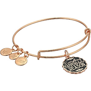 Alex and Ani Mantras + Inspirational Expandable Bangle for Women, Everything Happens for a Reason Charm, Shiny Rose Gold Finish, 2 to 3.5 in