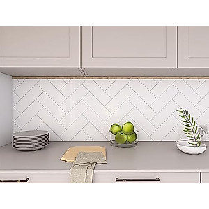 Avant Decor | Sample Tile | Stone Composite Subway Solid Color Tiles | Peel and Stick Kitchen Backsplash Tiles | Wall Tiles | 4” x 12” | Bex Metro Glossy Cotton