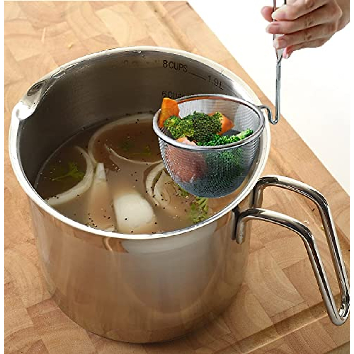 8 Cup Saucepan With Glass Lid,1.5QT Multipurpose Small Pasta Pot with Insert Steamer Basket for Boiling Sauce, Gravies, Pasta, Noodles