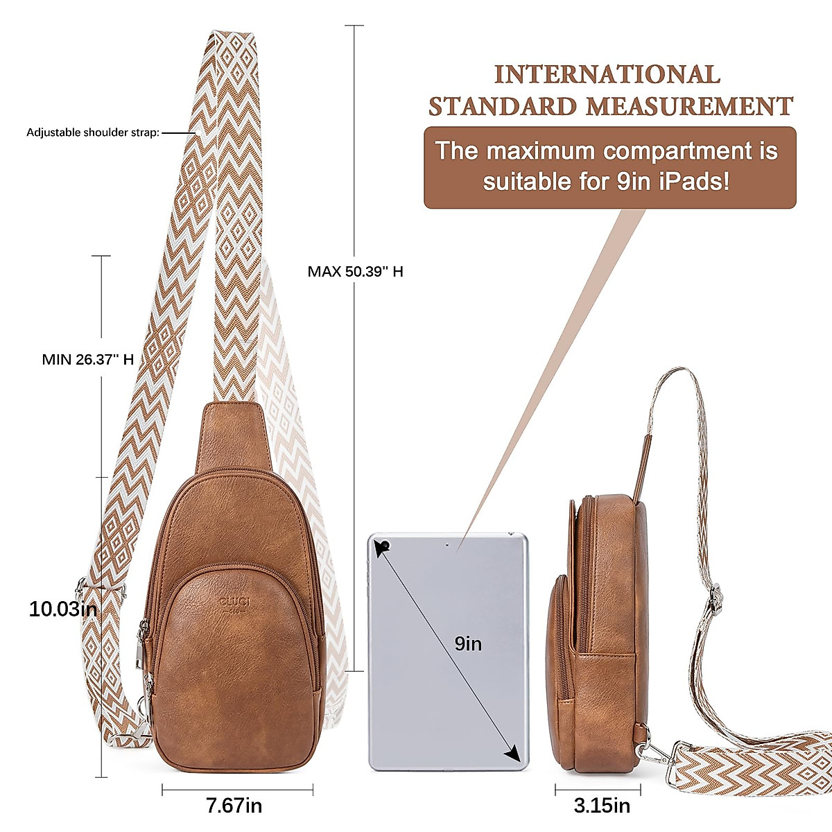 CLUCI Crossbody Bags for Women - Small Sling Bags, Leather Backpack for Travel, Cycling - Brown