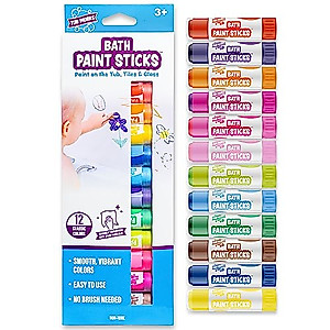 Tub Works™ Bath Paint Sticks™ Bath Toy, 12 Count | Nontoxic, Washable Bathtub Paint for Kids & Toddlers | Twistable Sticks Draw Smoothly on Tub Walls | Smooth, Vibrant Alternative to Bath Crayons