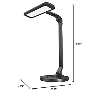 soysout LED Desk Lamp, Dimmable Piano Light, Eye-Caring Table Lamp with USB Charging Port, 4 Color Modes & 4 Brightness Levels,1 Hour Timer for Reading, Study, Working, Black