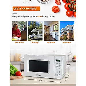 COMMERCIAL CHEF 0.7 Cu Ft Microwave with 10 Power Levels, 700W Microwave with Digital Display, Countertop Microwave with Child Safety Door Lock, Programmable with Push Button, White