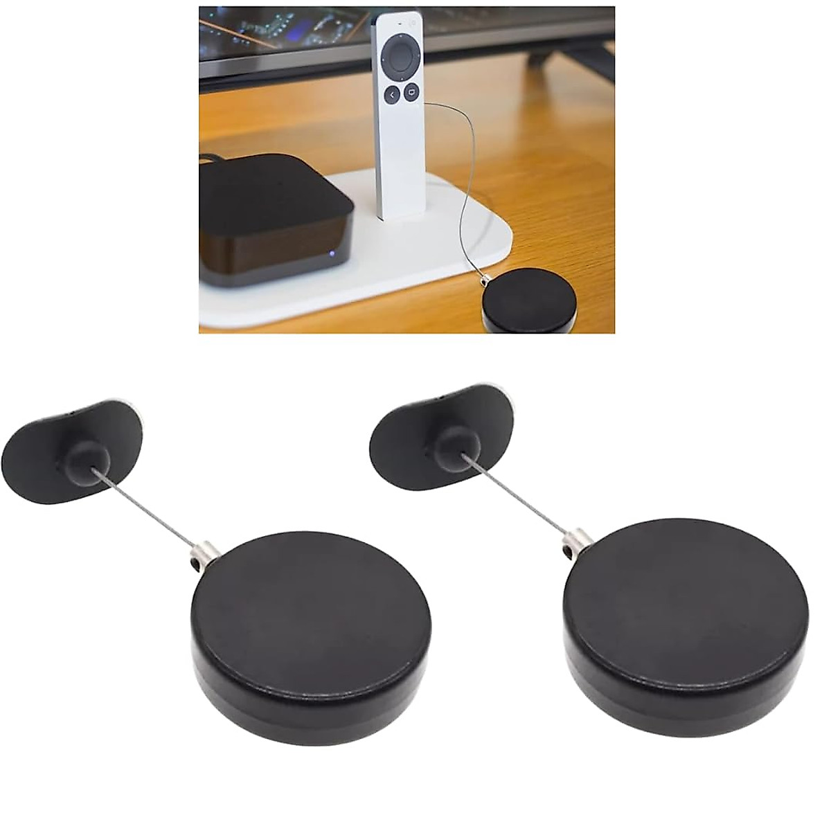 Apple 2 Pack Retractable TV Remote Holder | Security Cable Lock | Lost Remote Solution
