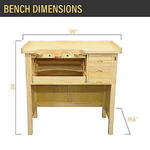 Deluxe Solid Wooden Jewelers Bench Workbench Station with Utility Storage Drawers for Jewelry Making
