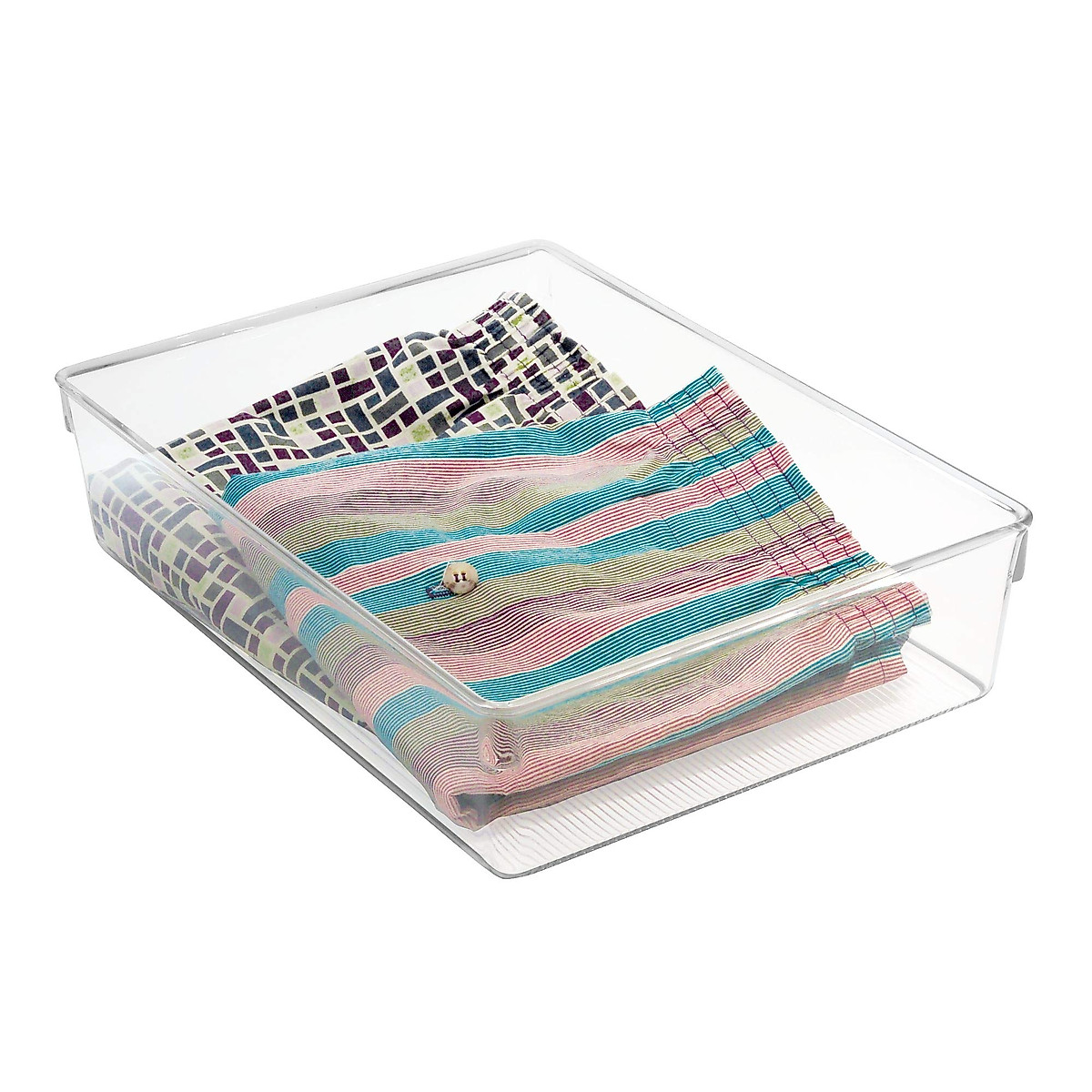 iDesign Linus Plastic Dresser and Vanity Organizer, Storage Bin for Bathroom, Bedroom, Office, Craft Room, Fridge, Freezer, Pantry, 12" x 9" x 3" , Clear