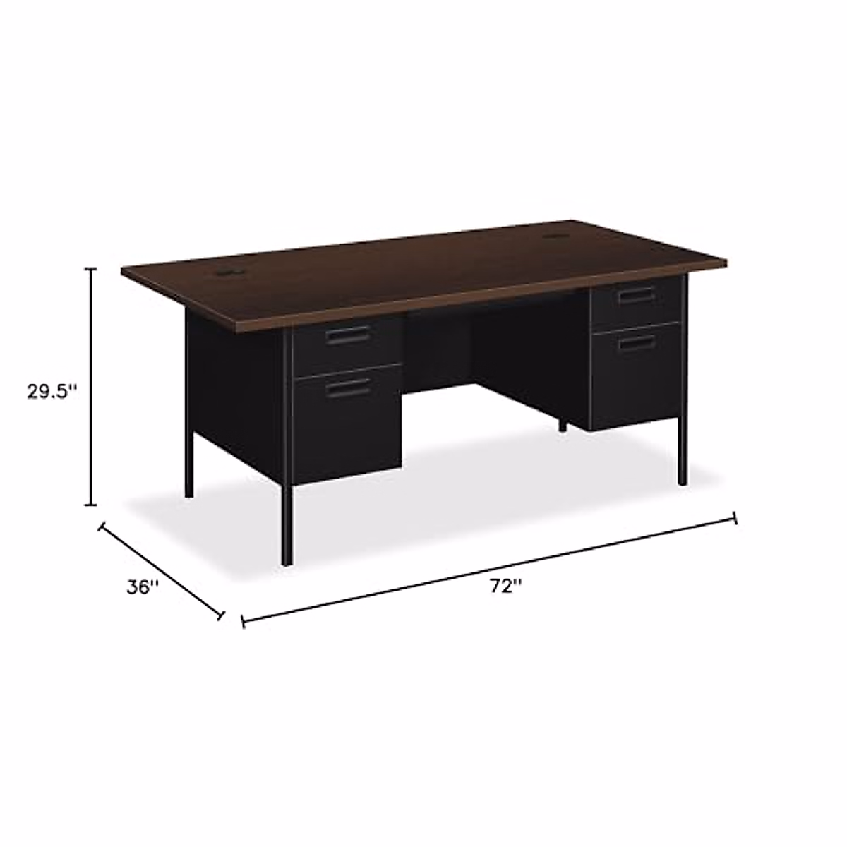 HON P3276MOP Double Pedestal Desk, 72-Inch x36-Inch x29-1/2-Inch, Mocha/BK