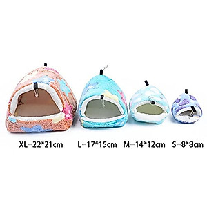 Winter Warm Bird Hammock,Bird Cage Plush Hamster Hammock for Sleeping Playing Warm Hanging Pet Accessory(S,Coffee)