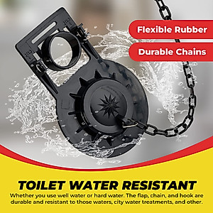 Qualihome Toilet Flapper Replacement Part - Universal Fit - 2 Inch Hinge Flapper Valve Repair Kit with Chain - Easy Installation, Instructions Included