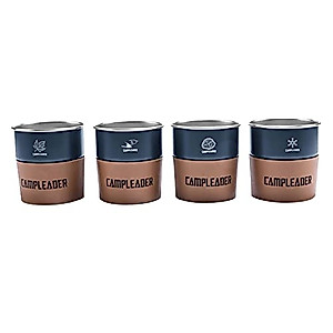 shamjina 4x Stainless Steel Cup with Sleeve Water Tumblers Coffee Mugs Reusable Drinking Glasses Shatterproof Cup for Tea Picnic Home Drinks Travel, Deep Blue