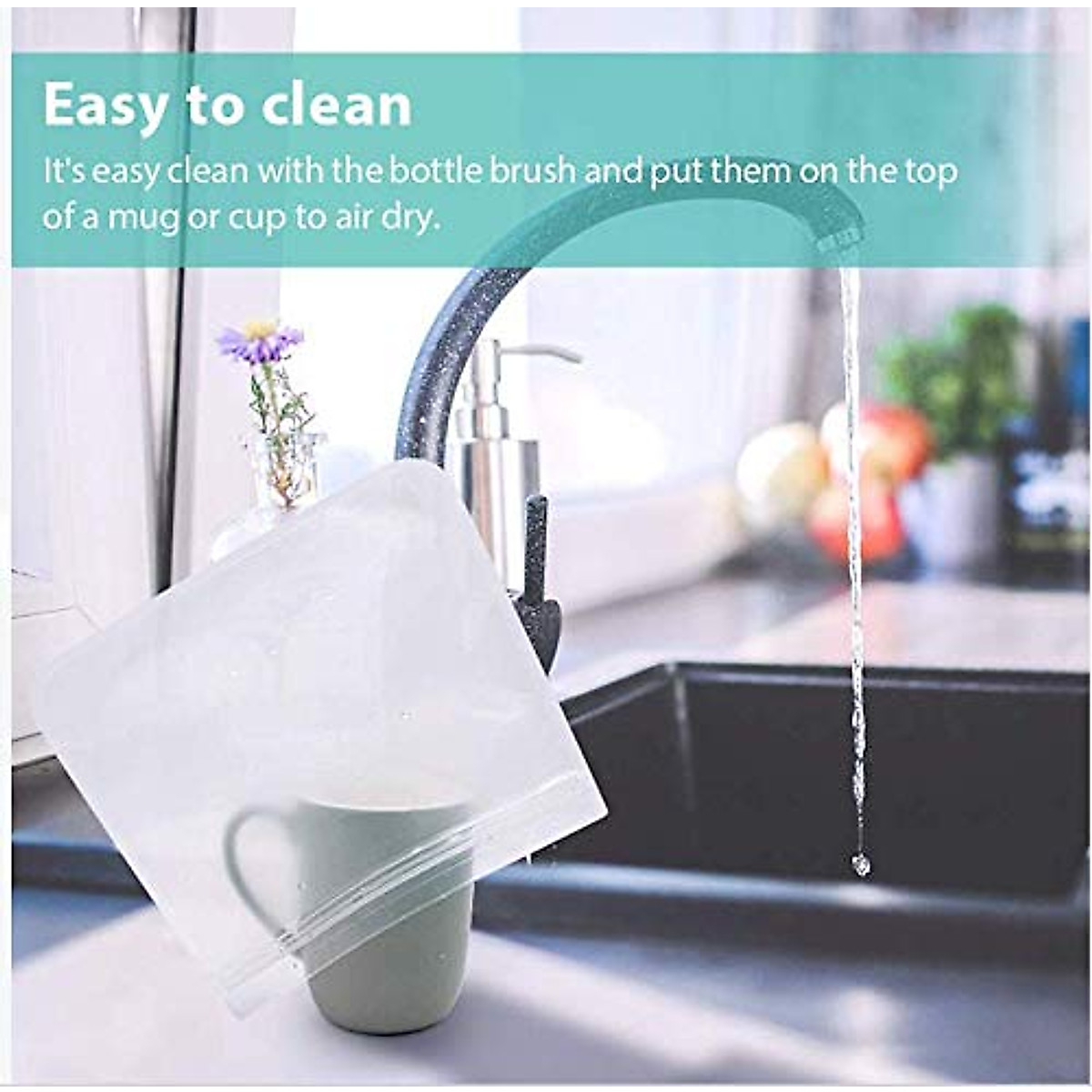 OHANASPACE BPA-FREE Reusable Durable Storage Bags - 10 Packs Leakproof Flat Freezer (2 Gallon Bags, 3 Large Sandwich & 2 Snack Bags), Resealable Thick Food-Grade , White, 17.5 x 12.5 x 0.78 inches