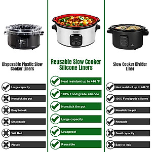 Silicone Crock Pot Liners, FRTIM Reusable Slow Cooker Liners Fit 7-8 Quart Oval Slow Cookers Leakproof Dishwasher Safe Cooking Pot Liner 1PCS - Red