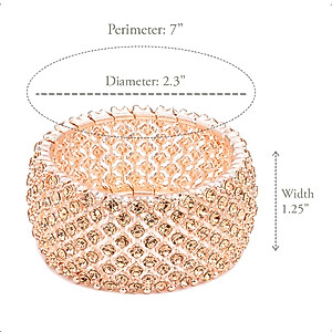 Lavencious Tennis Rhinestone 7" Stretch Bridal Bracelets Evening Party Jewelry For Women (Peach)