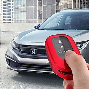 K LAKEY Honda Civic Key Fob Cover,Compatible with 2022 New Honda Civic Accord Sport SI EX EX-L Touring key Fob Silicone TPU Protective Case Holder Shell wih Keychain Blue