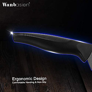 Wanbasion Black Stainless Steel Knife Set, Sharp Kitchen Knife Set Professional, Kitchen Knife Set Dishwasher Safe For Cooking