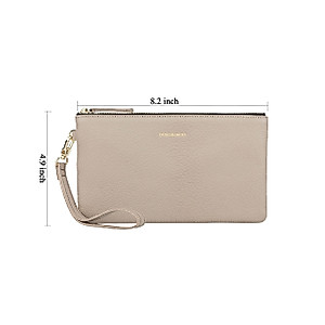 DORIS&JACKY Goatskin Leather Wristlet Clutch Wallet Cute Small Pouch Bag With Strap (Goatskin-grey, 4-grey)