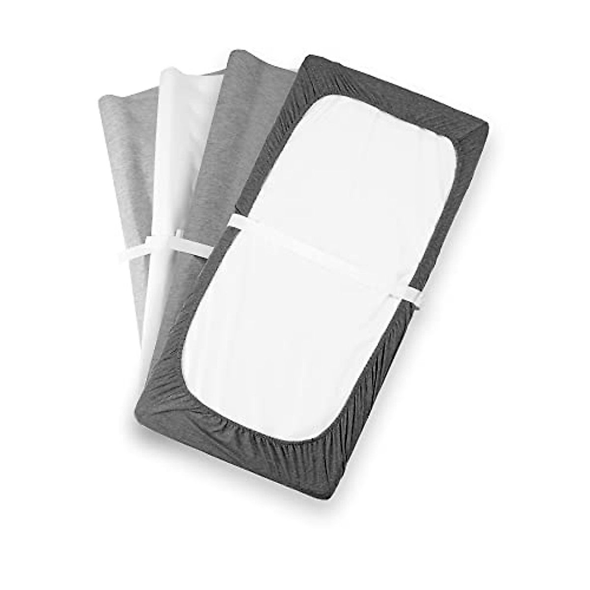 Changing Pad Cover – Baby Changing Pad Covers 4 Pack – Boy or Girl Changing Pad Cover – Pure Cotton Machine Washable Solid Grey and White Changing Table Cover – Diaper Changing Sheets