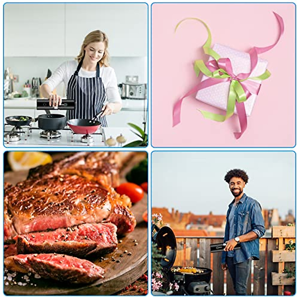 Rechargeable Electric Salt and Pepper Grinder Set with Double Charging Base, Support Battery Operated, Refillable Spice Automatic Mill Shakers Set with Adjustable Coarseness & LED Light